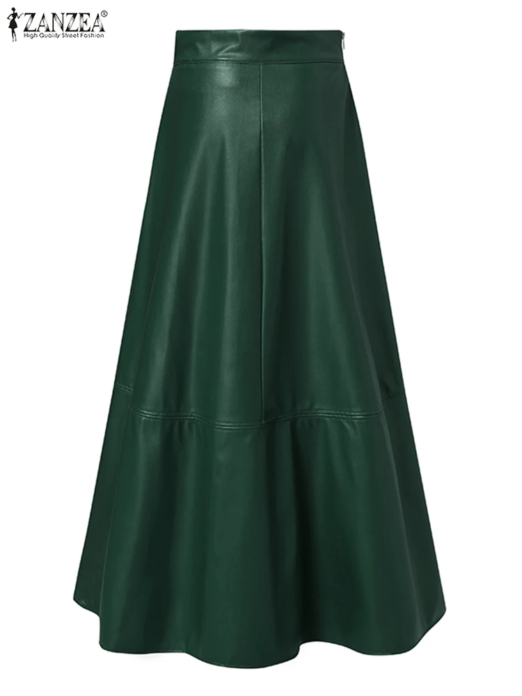 2023 Fashion Solid Mujer Faldas ZANZEA PU Leather Maxi Skirts Women's ...