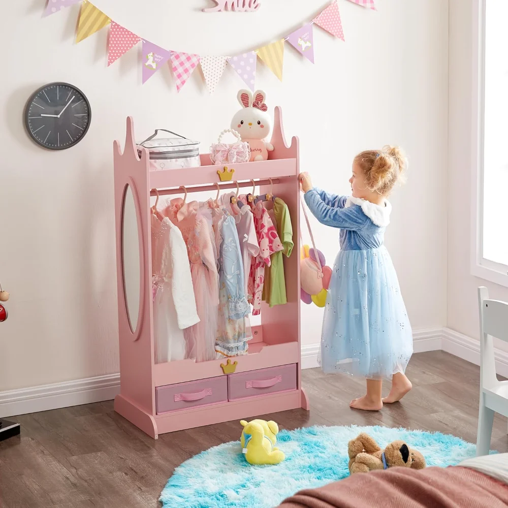 Rangement habillé pour enfants avec miroir, armoire pour enfants avec ...
