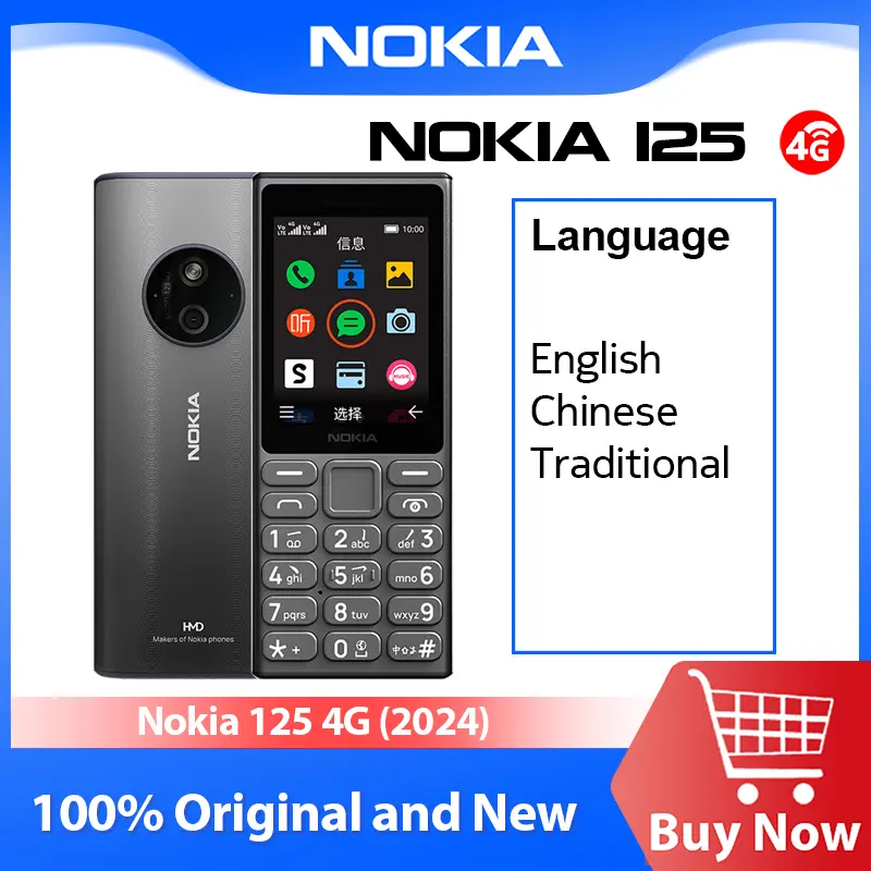 Revive Your Classic Style With The 2024 Nokia 125 4G Feature Phone – Dual Sim, Camera, & Bluetooth!