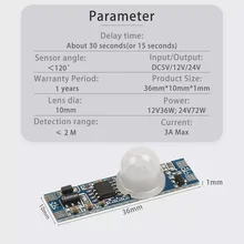 12V 24V 3A Mini Smart LED Dimmer Controller PIR Motion Sensor Switch ...