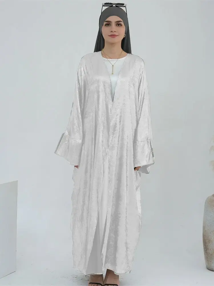 Ramadan Eid Shiny Batwing Satin Open Kimono Abaya Dubai Luxury 2024 Muslim Abayas For Women ...