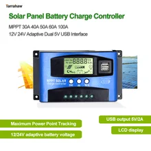 High-Efficiency Solar Charge Controller, 100A, 60A, 50A, 40A, 30A, Auto-Regulation, 12V/24V ...