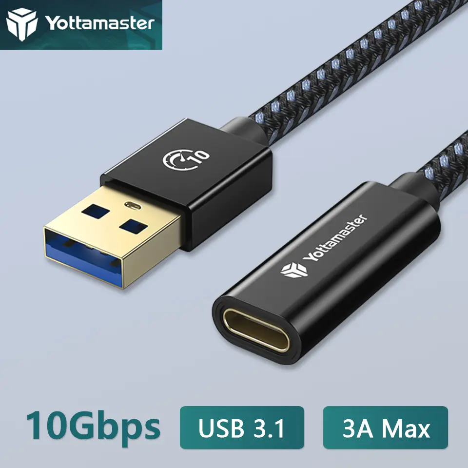 High-Speed 10Gbps Usb Type C To A Charging Cable, 1M Braid, 3A Fast Charge.