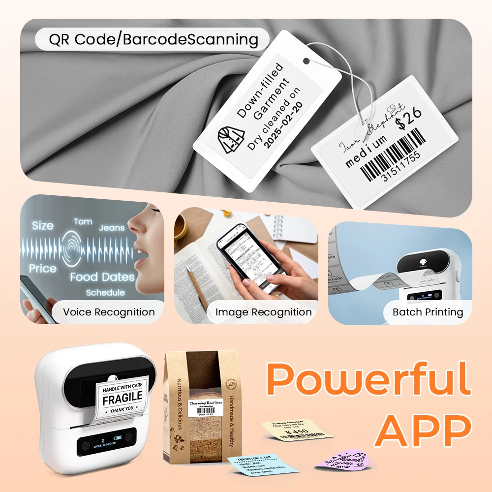 Zodzi M220 Label Printer 75mm Thermal Label Maker for Barcode Address ...