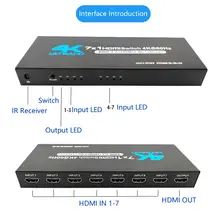 7 Port HDMI-Compatible Switch version2.0 4K@60Hz 7x1 Switch Switcher ...