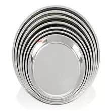 Stainless Steel Dinner Plates, Chic And Durable, Set Of Round Trays.