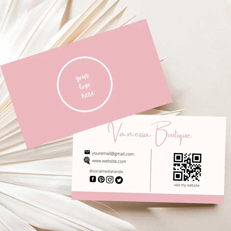 Customized Pink Business Cards With Logo, Double-Sided, Free Design ...