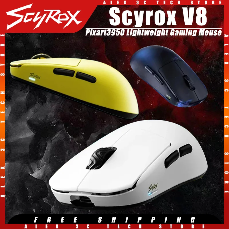Mouse Gaming Scyrox V8, Sensor Pixart3950, Modo Dual, Ligero, Accesorio Para Pc.