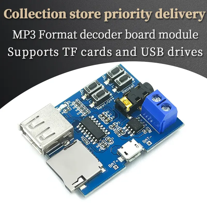 TF card U disk MP3 Format decoder board module amplifier decoding audio ...