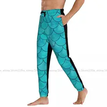 Men Sports Pants Male Casual Loose Trousers Bright Teal Color Mermaid ...