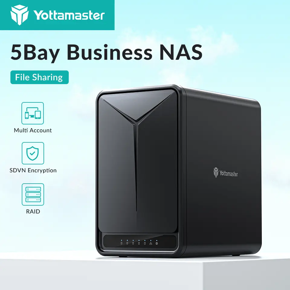 Yottamaster 5-Bay 110Tb Nas Private Cloud Storage With Raid Mode
