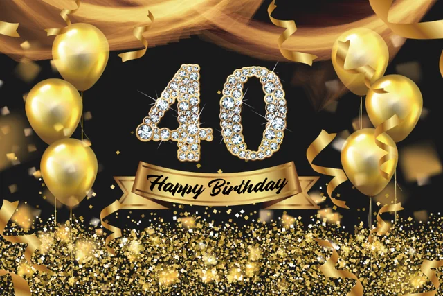 Rose Gold 40th Backdrop For Woman Man Happy Birthday Party 40 Years Old ...
