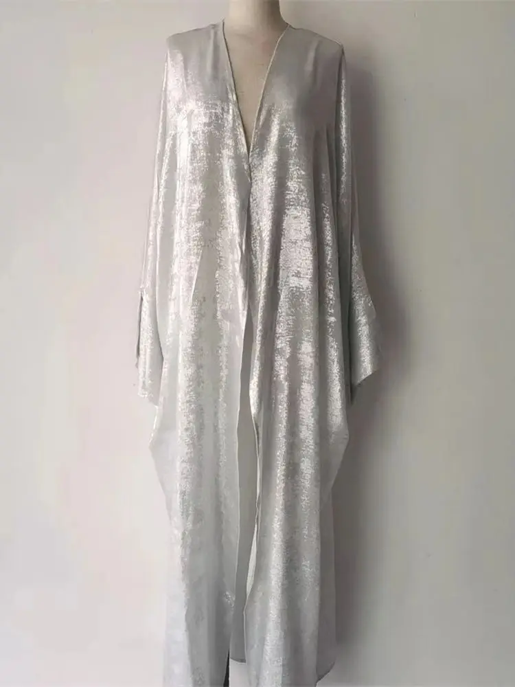 Ramadan Eid Shiny Batwing Satin Open Kimono Abaya Dubai Luxury 2024 Muslim Abayas For Women ...