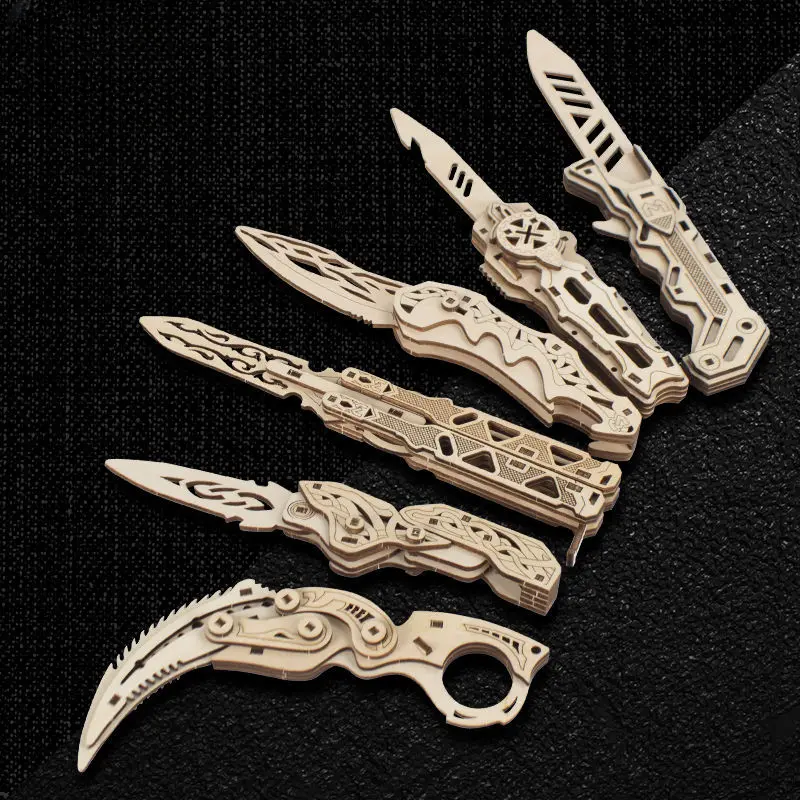Cool 3D Wooden Puzzle Knife Figurine, Perfect Cool Gift.