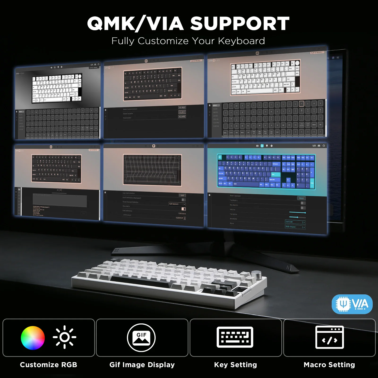 YUNZII AL80 Silver Wireless Mechanical Keyboard, Full Aluminum CNC ...