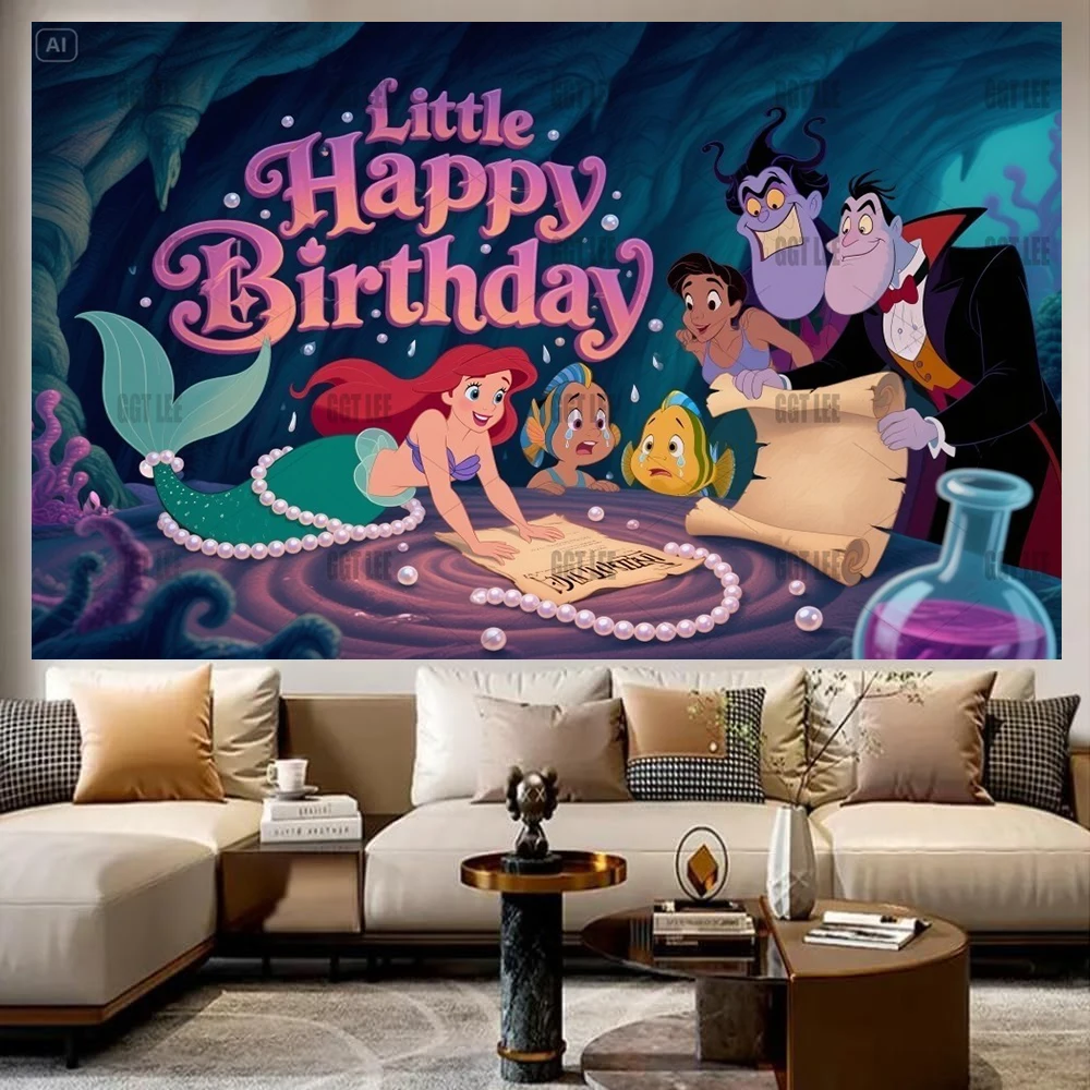 Disney Little Mermaid Ursula's Lair Backdrop - Ariel Sebastian ...