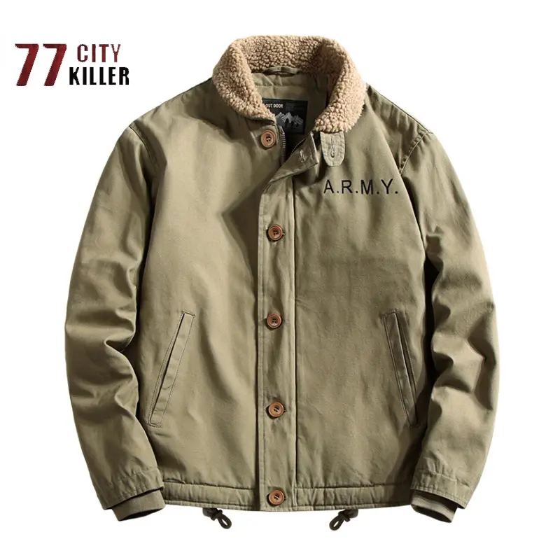 Vintage Winter Jacket Men Thick Warm Cashmere Liner Parka Male Outdoor ...