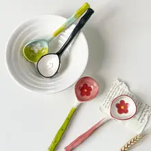Kawaii Ceramic Flower Soup Spoon With Long Handle | Aliexpress
