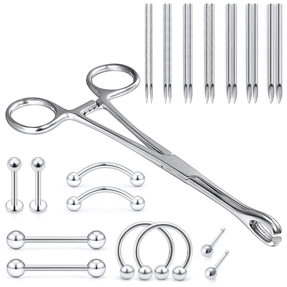 High-Quality Surgical Steel Body Piercing Tools Kit For Nose, Septum ...