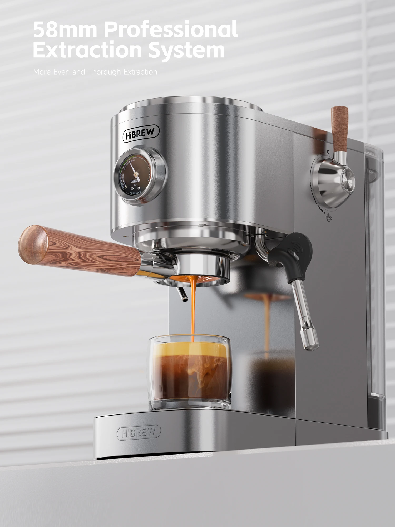 HiBREW Semi-automatic Espresso Coffee Machine 3 Level Temperature ...