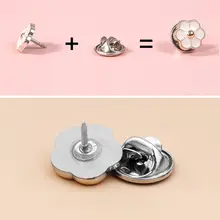 15Pcs Women Shirt Brooch Buttons Pearl Rhinestone Decorative Pins Diy