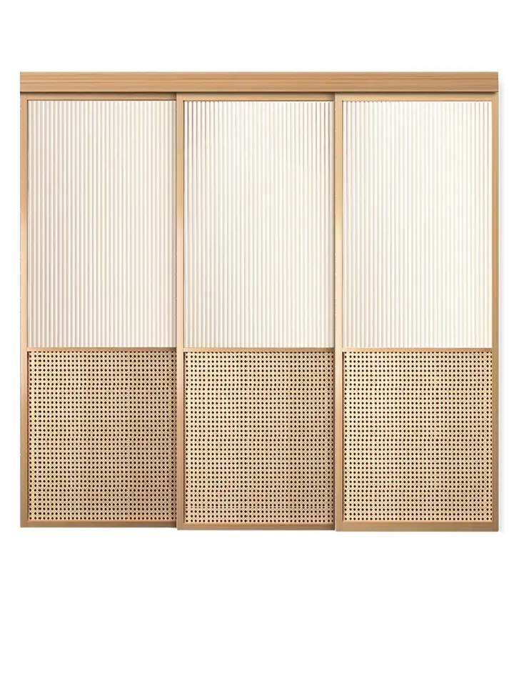Japanese Rattan Sliding Door, Solid Wood Figurines & Miniatures ...