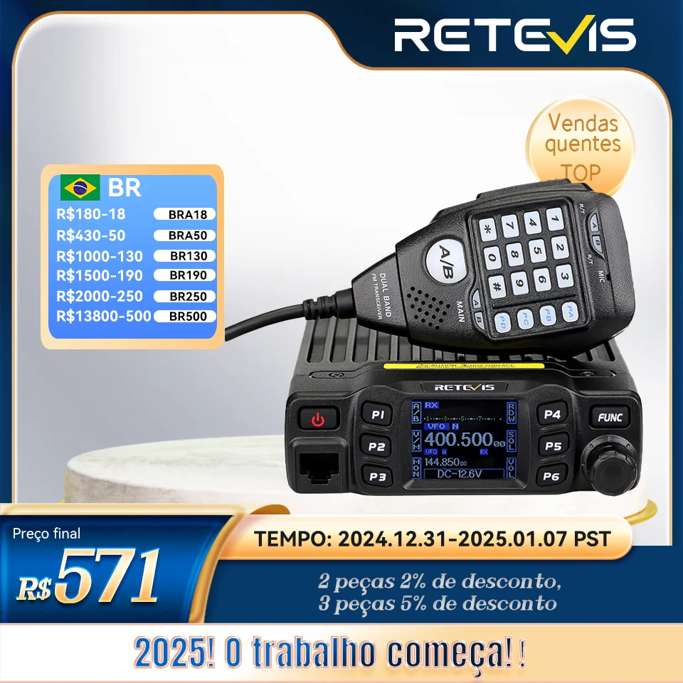 Retevis RT95 Rádios de Carro Radio Comunicador Carro Profissional Longo ...