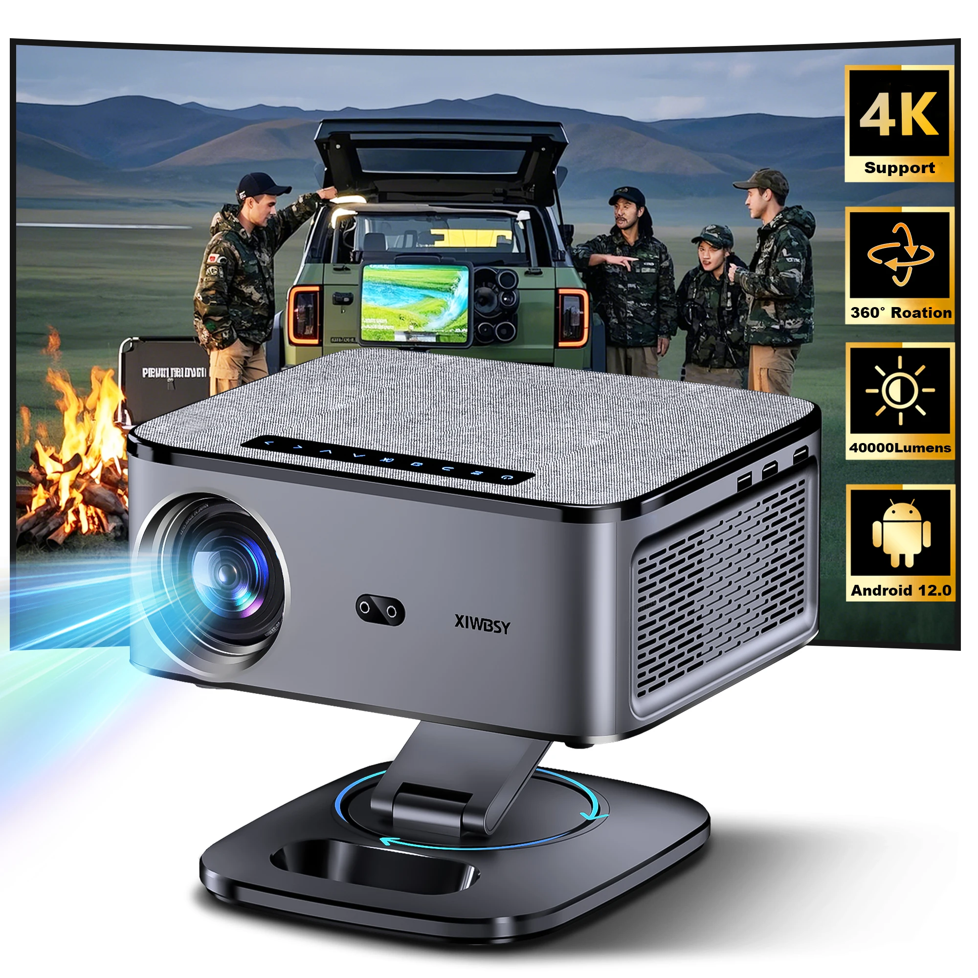 Projetor 4K XIWBSY 2025 com Foco Automático