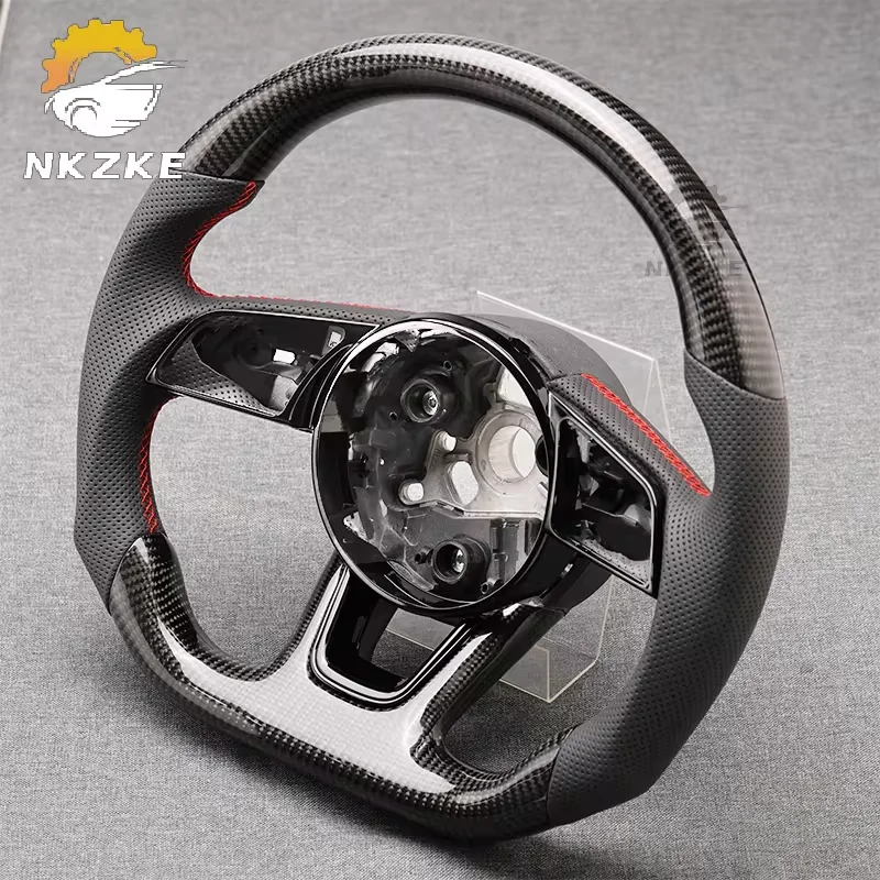 High-Quality Carbon Fiber Steering Wheel For Audi 8Y, B9, Rs3, Rs4, With Buttons And Paddles.