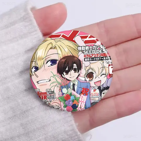 Anime Ouran High School Host Club Badges Creative Tinplate Soft Button ...