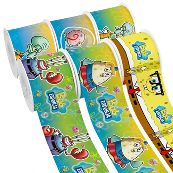 Cartoon SpongeBob SquarePants Pattern Printed Grosgrain Ribbon for Gift ...