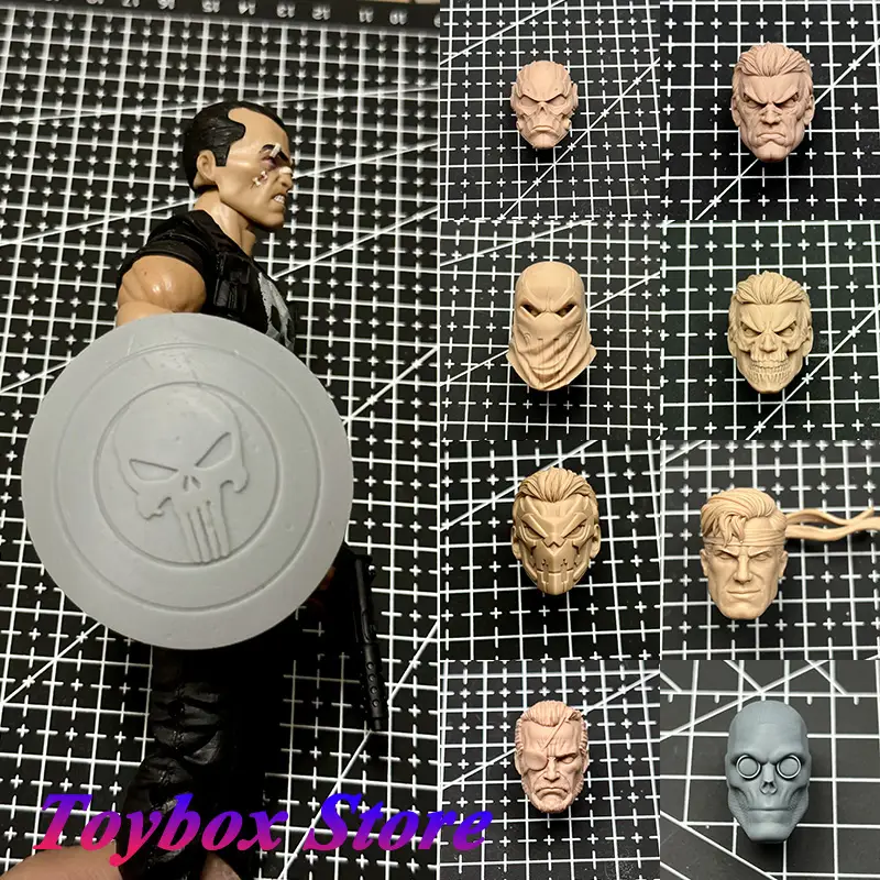 Unpainted 1/12 Punisher Head Mask - Zombie Jim Lee Art For 6" Shf ...