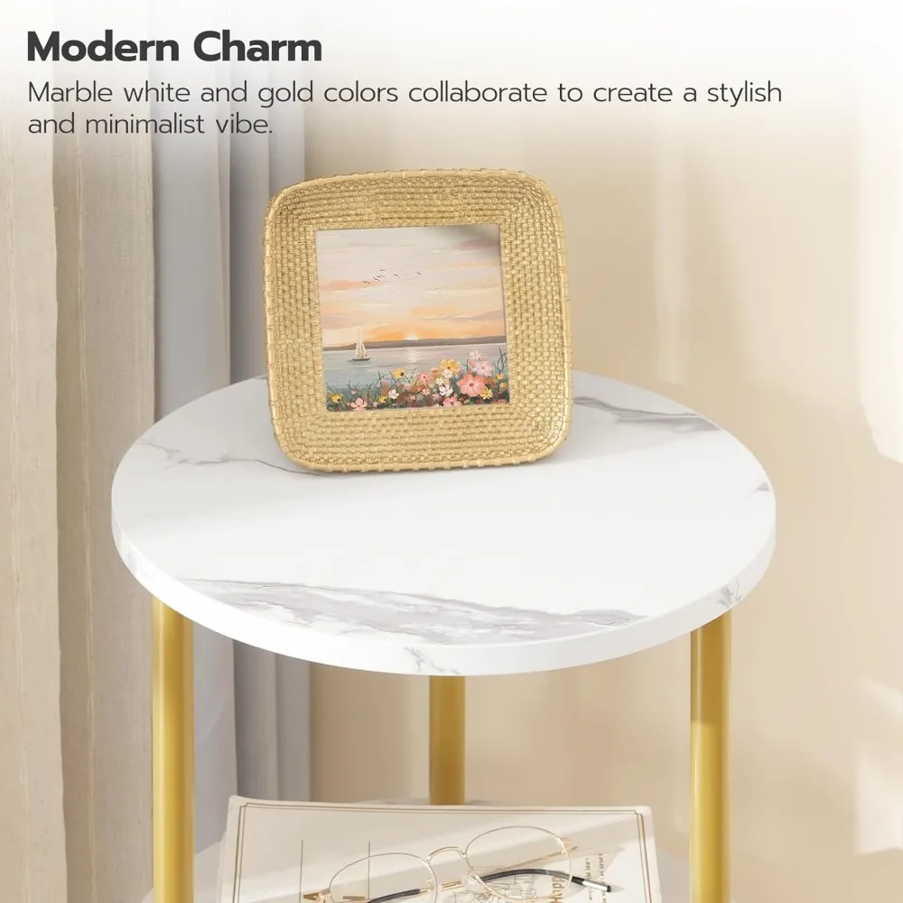 Corner Bookshelf, 5-Tier Round Standing Shelf, Modern Display Shelf ...