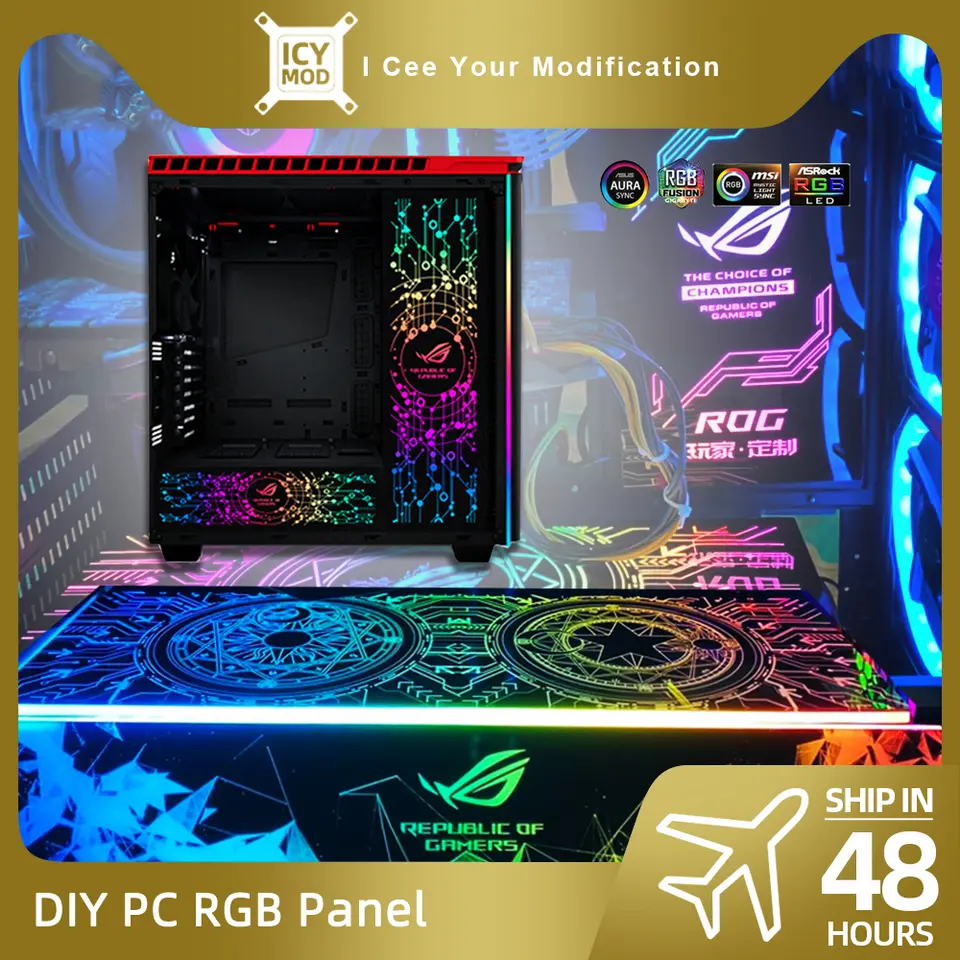 Rgb Chassis Panel Pc Case, Argb Diy Aura Sync, Customizable Vga Backplate