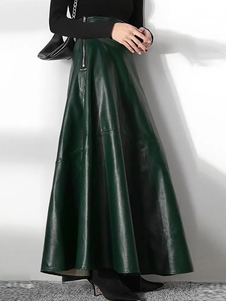 2023 Fashion Solid Mujer Faldas ZANZEA PU Leather Maxi Skirts Women's ...