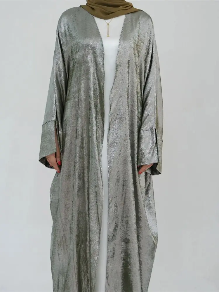Ramadan Eid Shiny Batwing Satin Open Kimono Abaya Dubai Luxury 2024 Muslim Abayas For Women ...