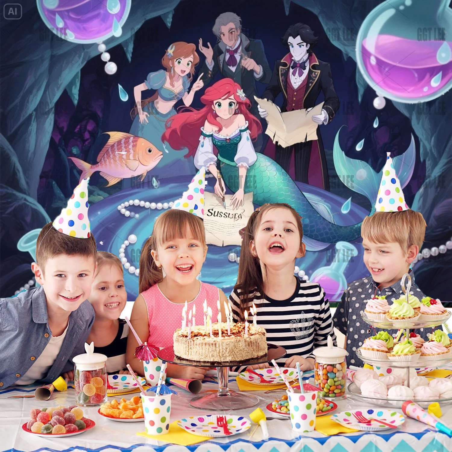 Disney Little Mermaid Ursula's Lair Backdrop - Ariel Sebastian ...