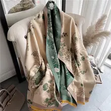 Thick Warm Cashmere Scarf Hijab, Double-Sided Print Wrap, Luxury ...