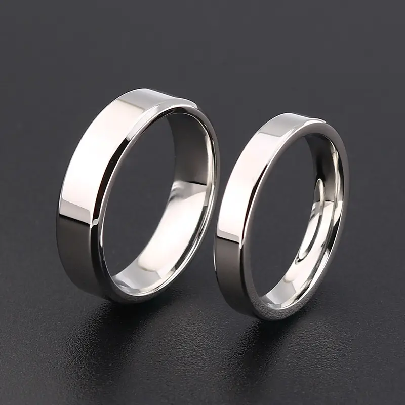 Anillos de acero inoxidable de 4mm, 6mm y 8mm de ancho, alto pulido ...