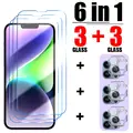 6in1 Tempered Glass for iPhone 14 Pro Max 6 7 8 Plus SE Camera Film ...