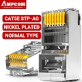 AMPCOM RJ45 Connector 50U Gold Plated CAT7 CAT6 CAT5E Pass through Modular Plug 8P8C Crimp End ...
