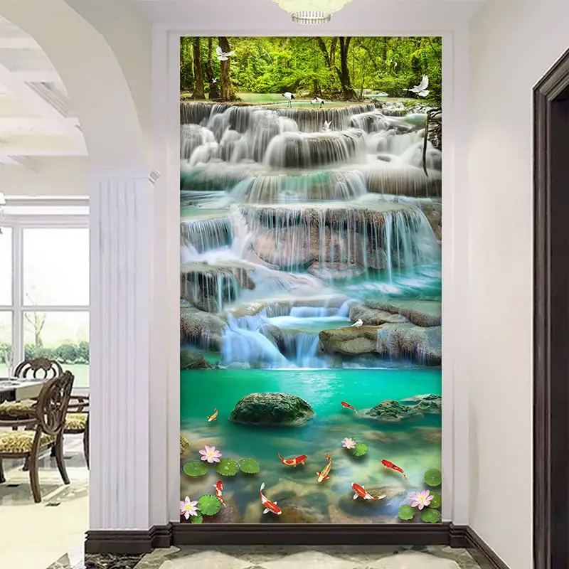 Elevate Your Living Room With Stunning 3D Waterfall Mural Wallpaper!