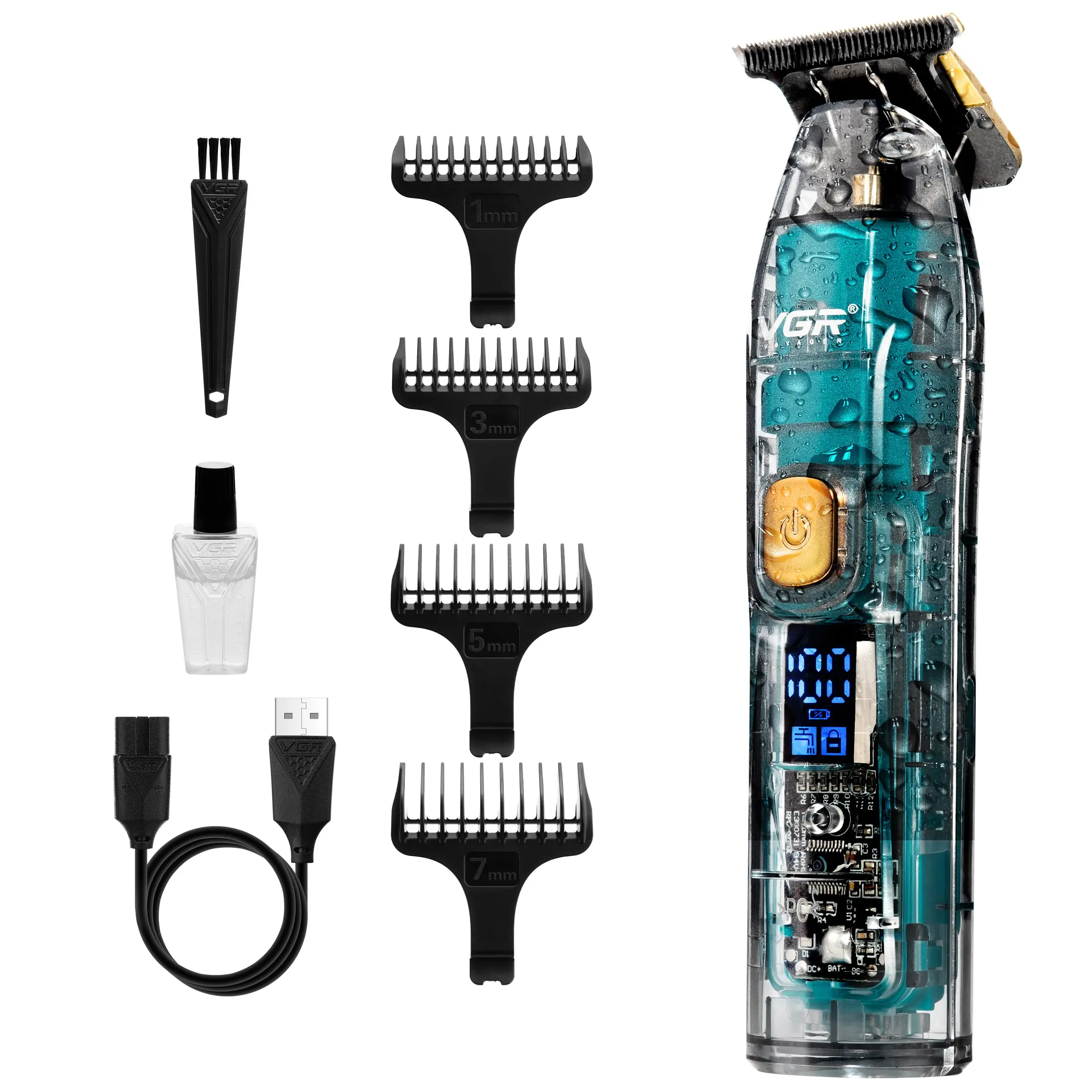 VGR Beard Trimmer For Men Rechargeable Cordless Hair Clippers - IPX7 ...