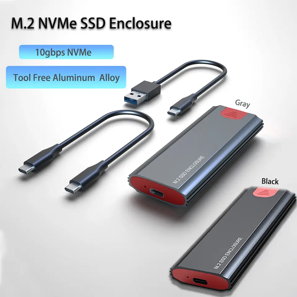 High-Speed M.2 Nvme Ssd Enclosure, Usbc To Nvme, Aluminum Case, 10Gbps.