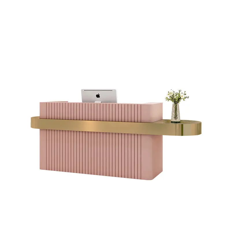 Custom Pink Wooden Cash Register Desk For Business Cards