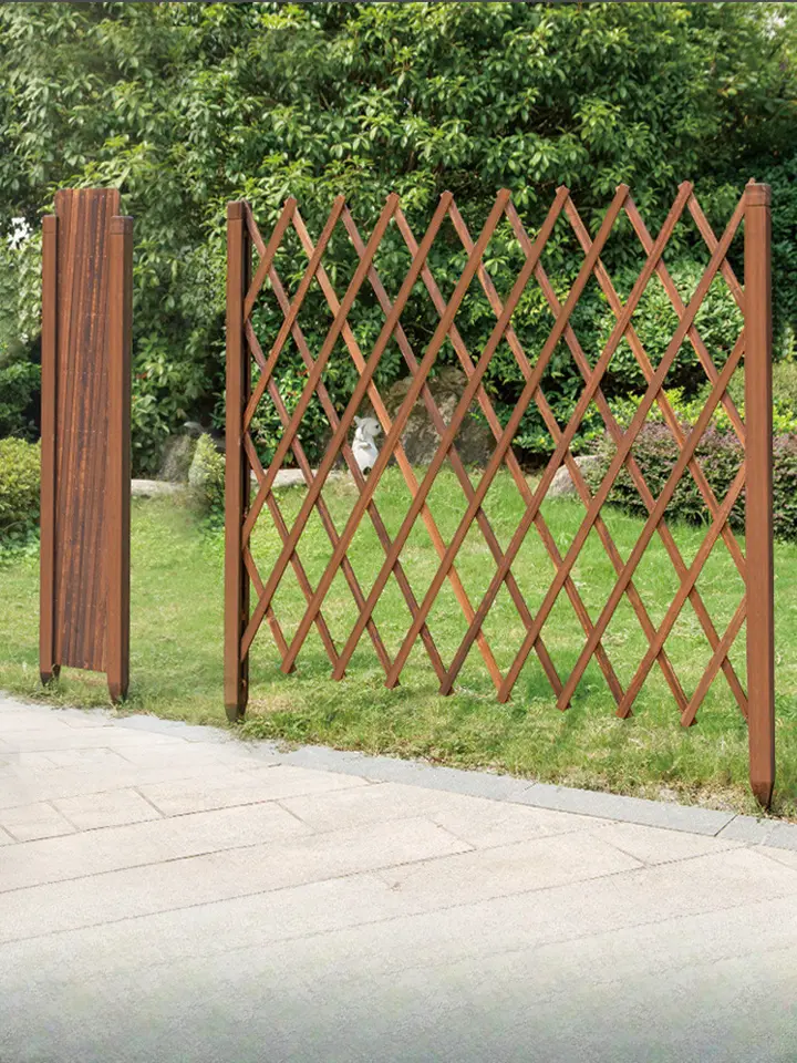 Telescopic Anti-Corrosion Wooden Fence, Garden Partition, Carbonized ...