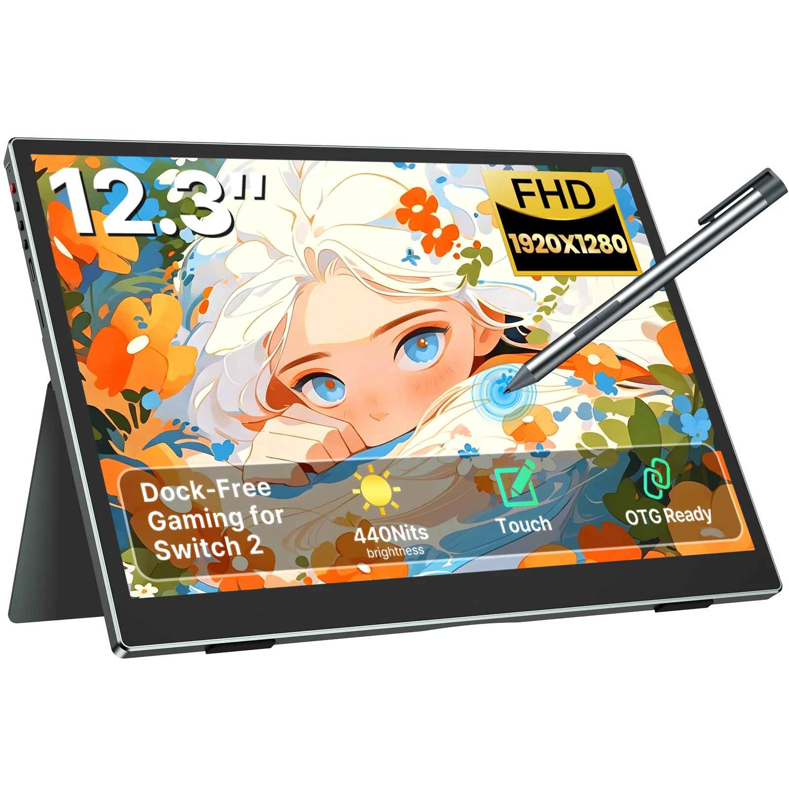 UPERFECT 12.3 Inche 450Nits Portable Monitor Touchscreen With Stylus ...
