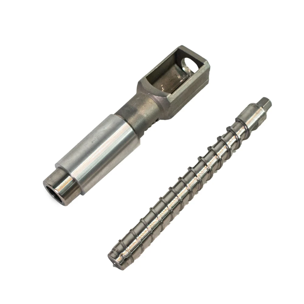 A juicer part, specifically an oil press machine press rod and squeeze.