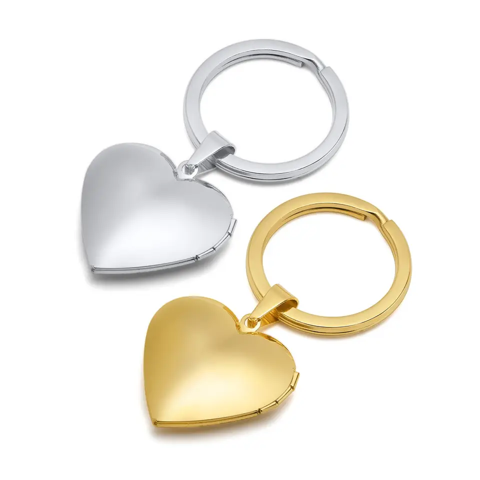 Custom 24K Gold Heart Key Chain With Photo Frame. Perfect Gift.