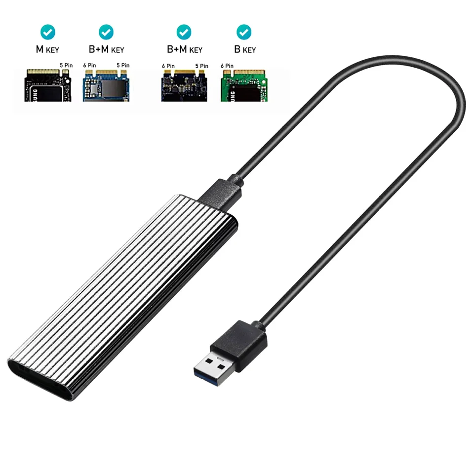 Carcasa M2 SSD NVME, adaptador M.2 a USB 3,1 SSD para NVME PCIE M/B Key ...